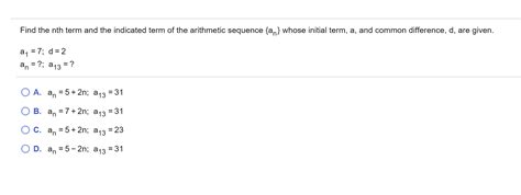 solved find the nth term and the indicated term of the