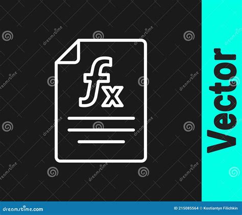 White Line Function Mathematical Symbol Icon Isolated On Black Background Vector Stock Vector