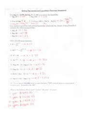 Solving Exponential And Logarithmic Functions Assignment Pdf Course Hero