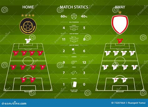 Football Soccer Match Statistics Flat Design Vector Illustration Stock