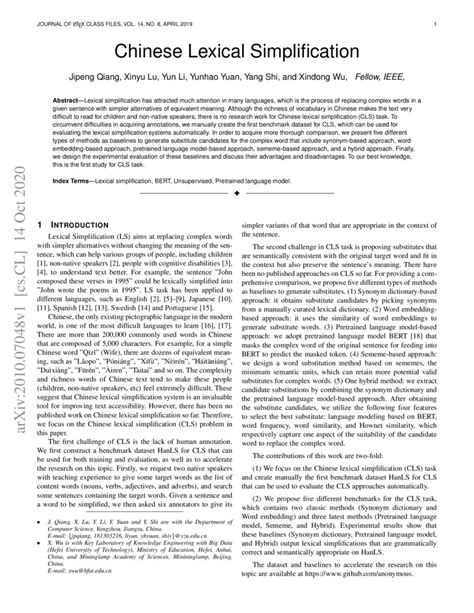 Chinese Lexical Simplification Deepai