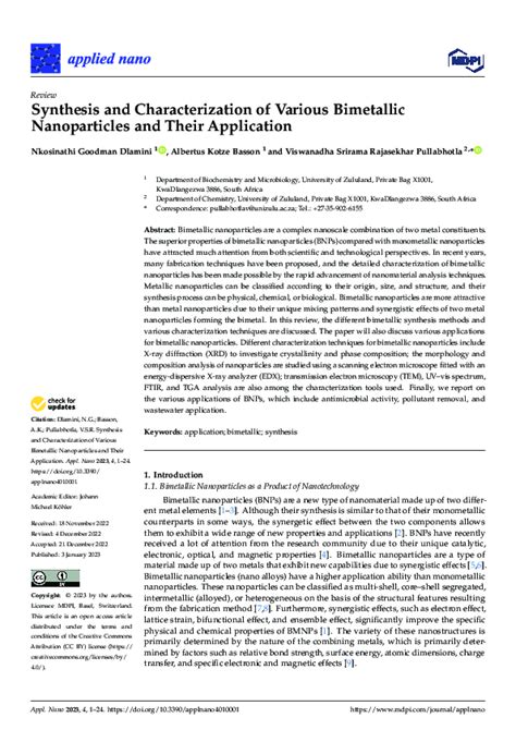 Pdf Synthesis And Characterization Of Various Bimetallic
