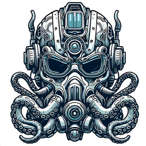 El Pulpo Y El Ciborg Vector Premium