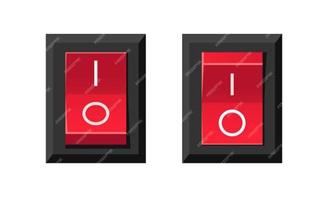 켜기 및 끄기 빨간색 토글 스위치 버튼 3d 복고 스타일 아이콘 벡터 일러스트 레이 션 프리미엄 벡터