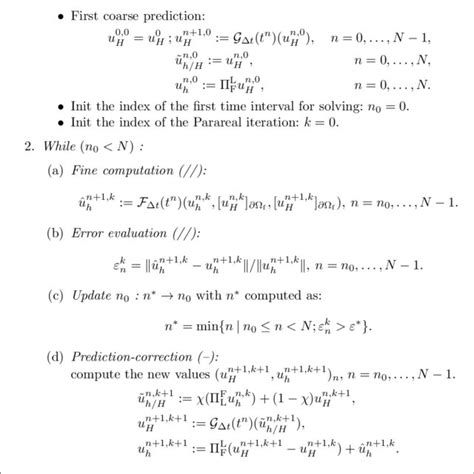 The Parareal Algorithm For Fem Lbm Coupling In Pseudo Code The Symbol