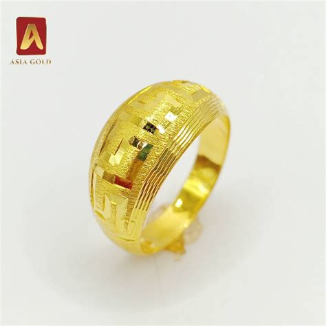 Asiagold แหวนทองคำแท้ 96 5 หนัก 1 สลึง ลายเต๋าไป่ลายจีน Asia Gold