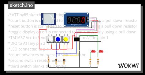 ATTiny TM1837 Counter Wokwi ESP32 STM32 Arduino Simulator