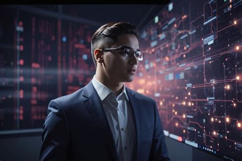 Premium Photo A Businessman Harnessing Ai Big Data Digital Neural