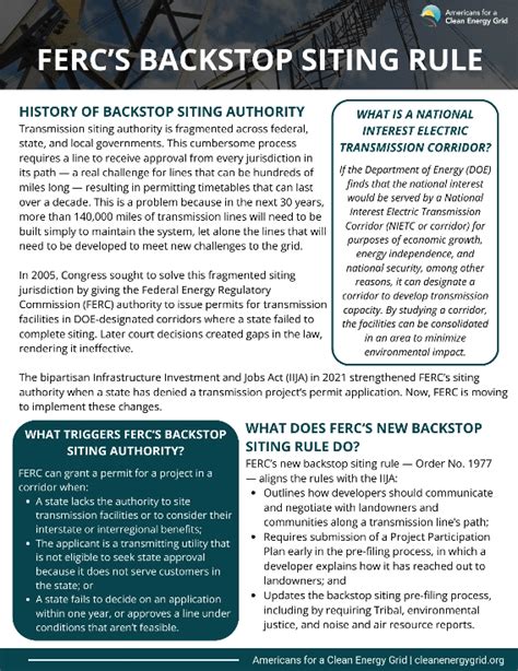 FACT SHEET FERC Order No Questions Facts