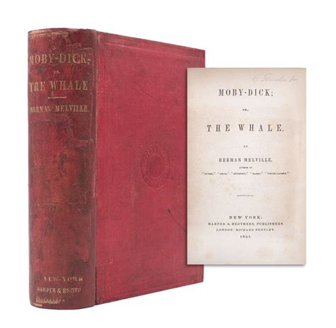 Moby Dick Or The Whale By Melville Herman 1 Vols 8vo 1851 First