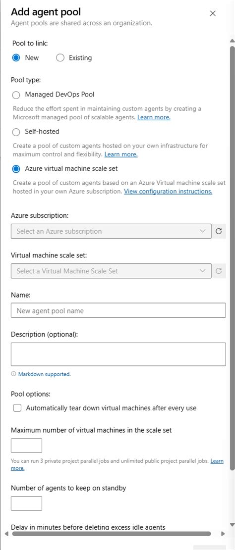 Cannot Create A Vmss Agent Pool Azure Subscription Is Grayed Out
