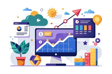 A Vibrant Digital Workspace Features Charts Graphs And Plants Illustrating Data Analysis