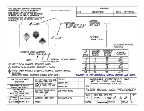 14000 Series Single Layer Filter Blank Genesis Filtration Inc