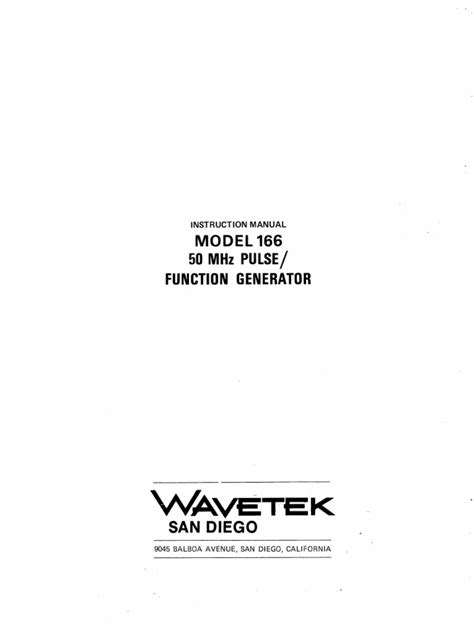 Instruction Manual Wavetek Model 166 50 Mhz Pdf Amplitude Fuse