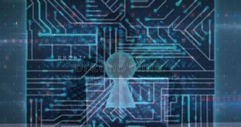 Image Of Data Processing Cyber Crime And Digital Padlock Over Hacker On Navy Background Stock