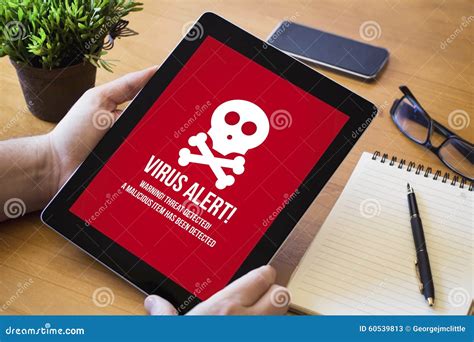 Desktop Tablet Virus Infected Stock Image Image Of Warning Infected 60539813