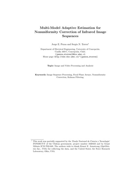 Pdf Multi Model Adaptive Estimation For Nonuniformity Correction Of Infrared Image Sequences