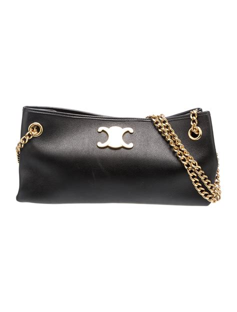 Celine Triomphe Newspaper Shoulder Bag 2023 Black Shoulder Bags