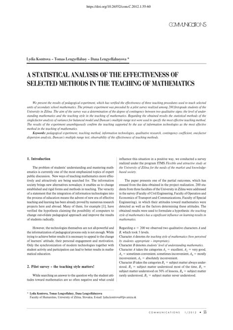 Pdf A Statistical Analysis Of The Effectiveness Of Selected Methods