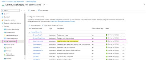 Azure Encountering An Error When We Attempt To Set The Sitesselected Permission From The