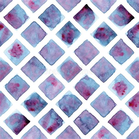 Vector Watercolor Rhombus Tile Seamless Pattern Background Stock Vector