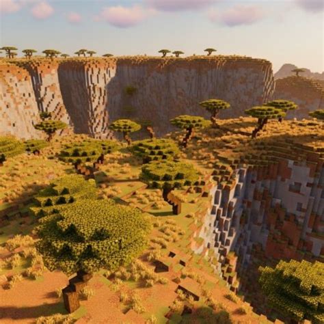 Minecraft Savanna Plateau Biome Guide High Cliffs Acacia Trees And