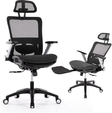 Save 24 • Black Ergonomic Mesh Office Chair With Footrest And