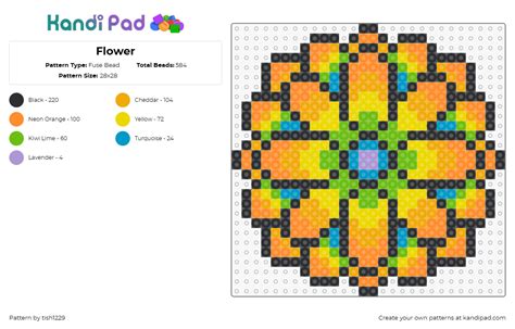 Flower Fuse Bead Pattern Kandi Pad Kandi Patterns Fuse Bead