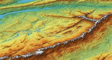 Colorful Topographic Map Of Switzerland And Surrounding Areas