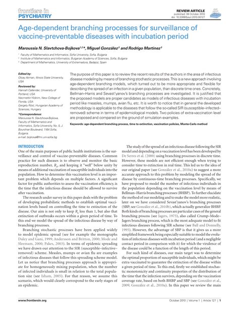 Pdf Age Dependent Branching Processes For Surveillance Of Vaccine