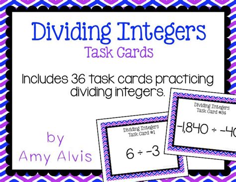 integer task cards division integer task cards integers task cards