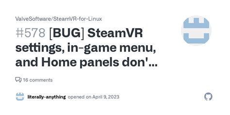 BUG SteamVR Settings In Game Menu And Home Panels Don T Work Issue ValveSoftware
