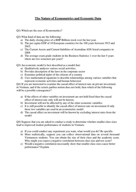 W1 The Nature Of Econometrics And Economic Data The Nature Of Econometrics And Economic Data