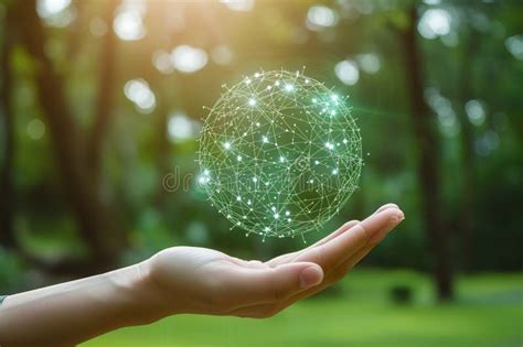 Interface Networks Connect Sphere On Hand Stock Illustration