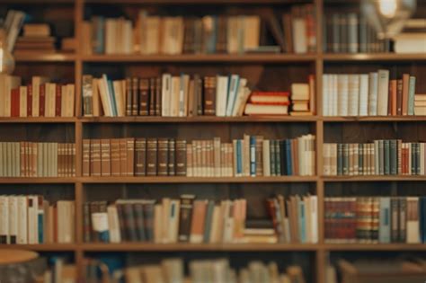 Premium Photo Blurry Bookshelf Background For Education Concept