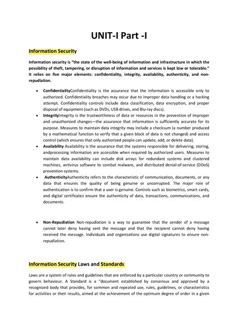 Cryptography And Network Security Unit 1 Introduction Study Notes