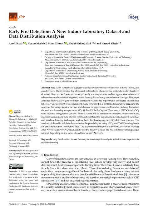 Pdf Early Fire Detection A New Indoor Laboratory Dataset And Data Distribution Analysis