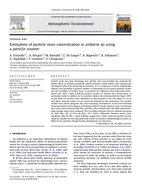 pdf estimation of particle mass concentration in ambient air using a