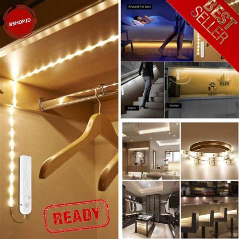 Jual Lampu Led Strip Dengan Sensor Gerak 1m Lampu Lemari Lampu Dapur Warm White Shopee Indonesia