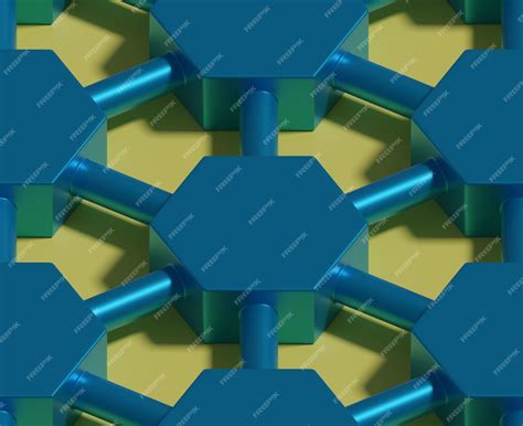 Premium Photo Blue Hexagonal Prisms Interconnected By Pipes Seamless