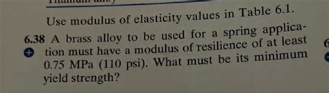 Solved Use Modulus Of Elasticity Values In Table A Chegg