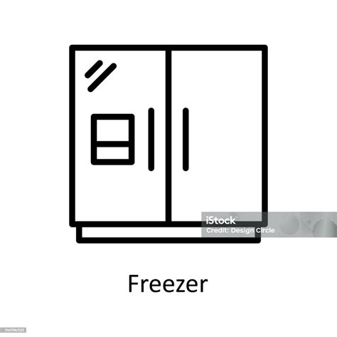 냉동고 벡터 개요 아이콘 디자인 그림입니다 흰색 배경에 하우스키핑 기호 Eps 10 파일 가정 생활에 대한 스톡 벡터 아트 및 기타 이미지 가정 생활 가정 주방