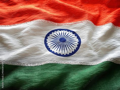 Textured Indian National Flag With Tricolor Of Saffron White Green