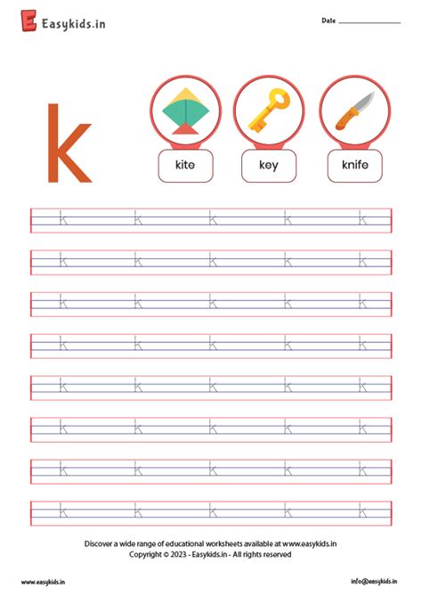 Alphabet Tracing Worksheets Small K With Pictures