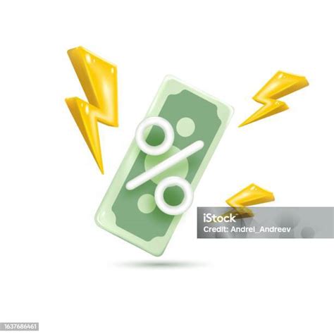 이자에 3d 현금 달러 빠르고 긴급하고 번개 이자가 있는 은행 떨어지는 현금이 있는 할인 바우처 세일에 대한 스톡 벡터 아트 및 기타 이미지 Istock
