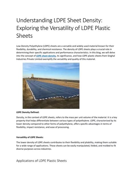 PPT Understanding LDPE Sheet Density Exploring The Versatility Of LDPE Plastic Sheets