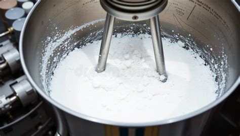 Mixing Flour With An Industrial Mixer Creating A Smooth White Batch Mixing Flour With An Industrial Mixer Creating A Smooth White Batch