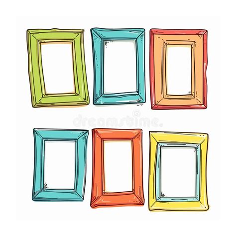 Handdrawn Picture Frames Colorful Sketch Gallery Wall Multiple Frames