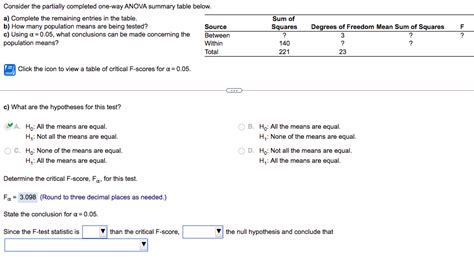 Solved Since The F Test Statistic Is Greater Or Less Than