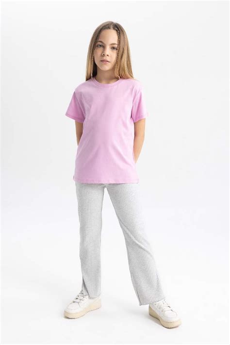 رمادي بناتي بنطلون شارلستون بناتي مضلع برجل واسع 3057919 Defacto